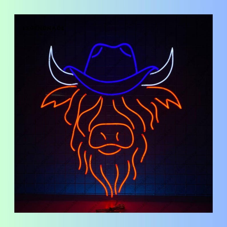 Highland Cow Neon Sign, Cowboy Cow Led Sign, Cow Head Led Light, Cow ...