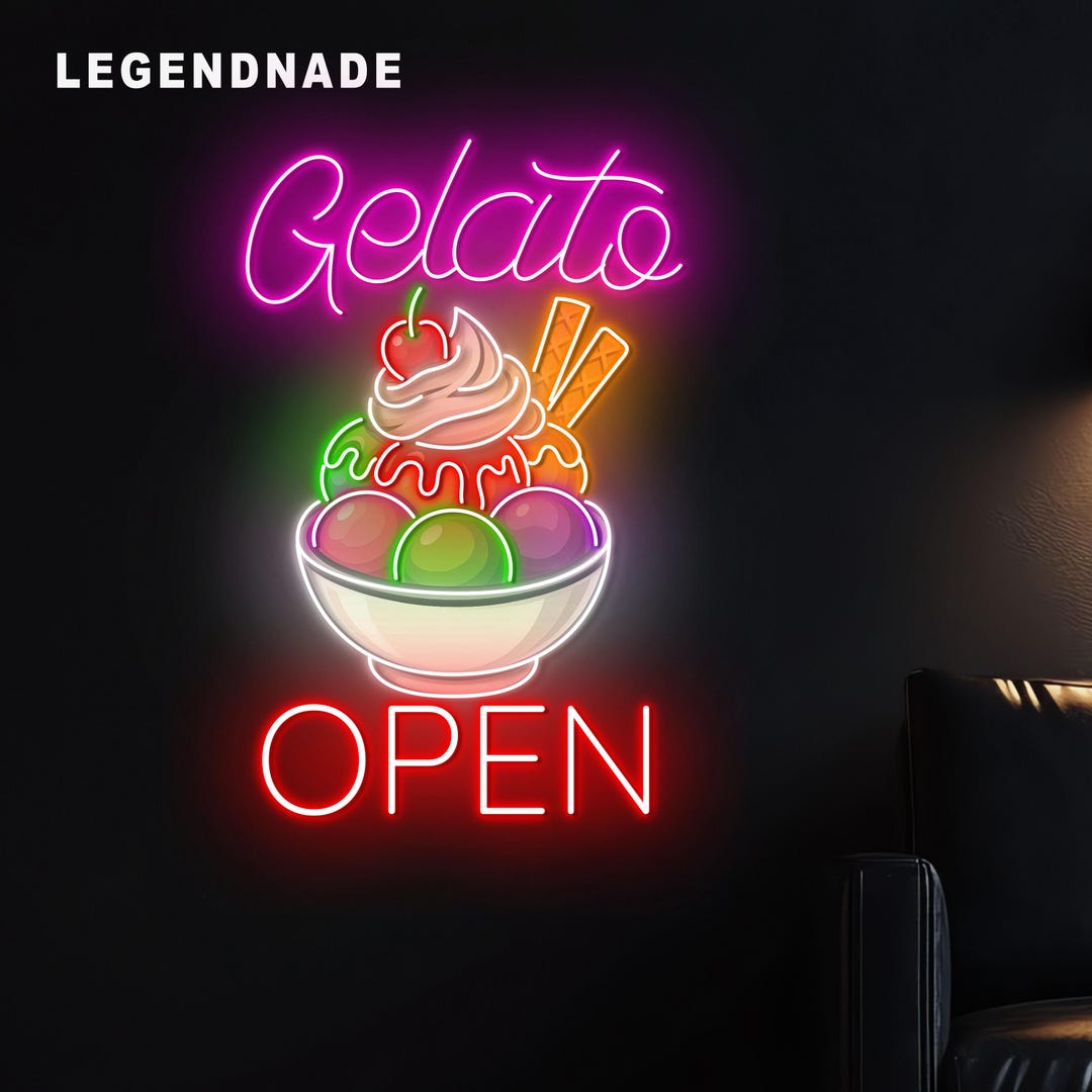 Gelato Neon Sign, Ice Cream LED Light Wall Art, Dessert Shop Lights ...