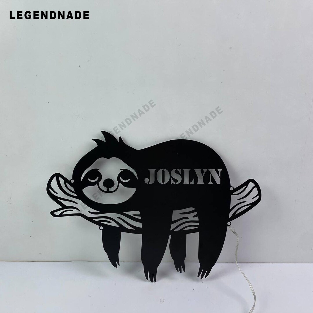 Personalized Sloth Metal Sign With LED Light – Cute Sloth Wall Art ...