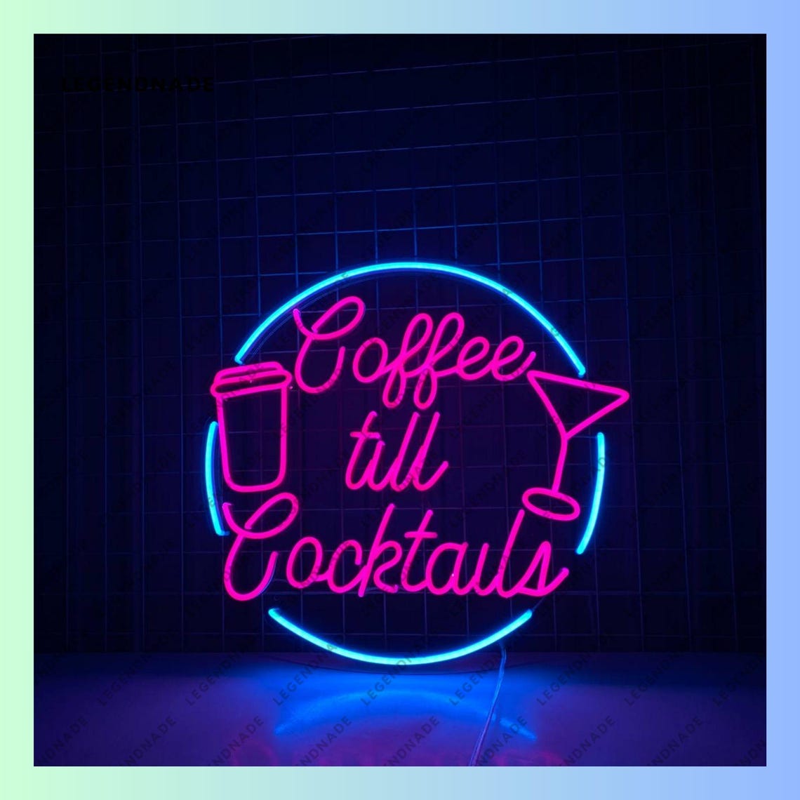 Coffee Till Cocktails Neon Sign, Cocktails Led Sign, Drinking Cocktail ...