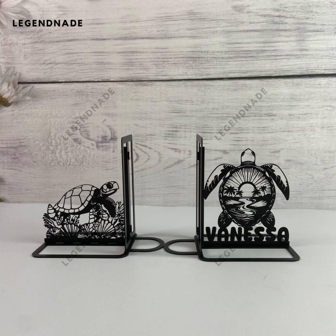 Personalized Turtle Metal Bookend, Turtle Metal Bookends, Turtle ...