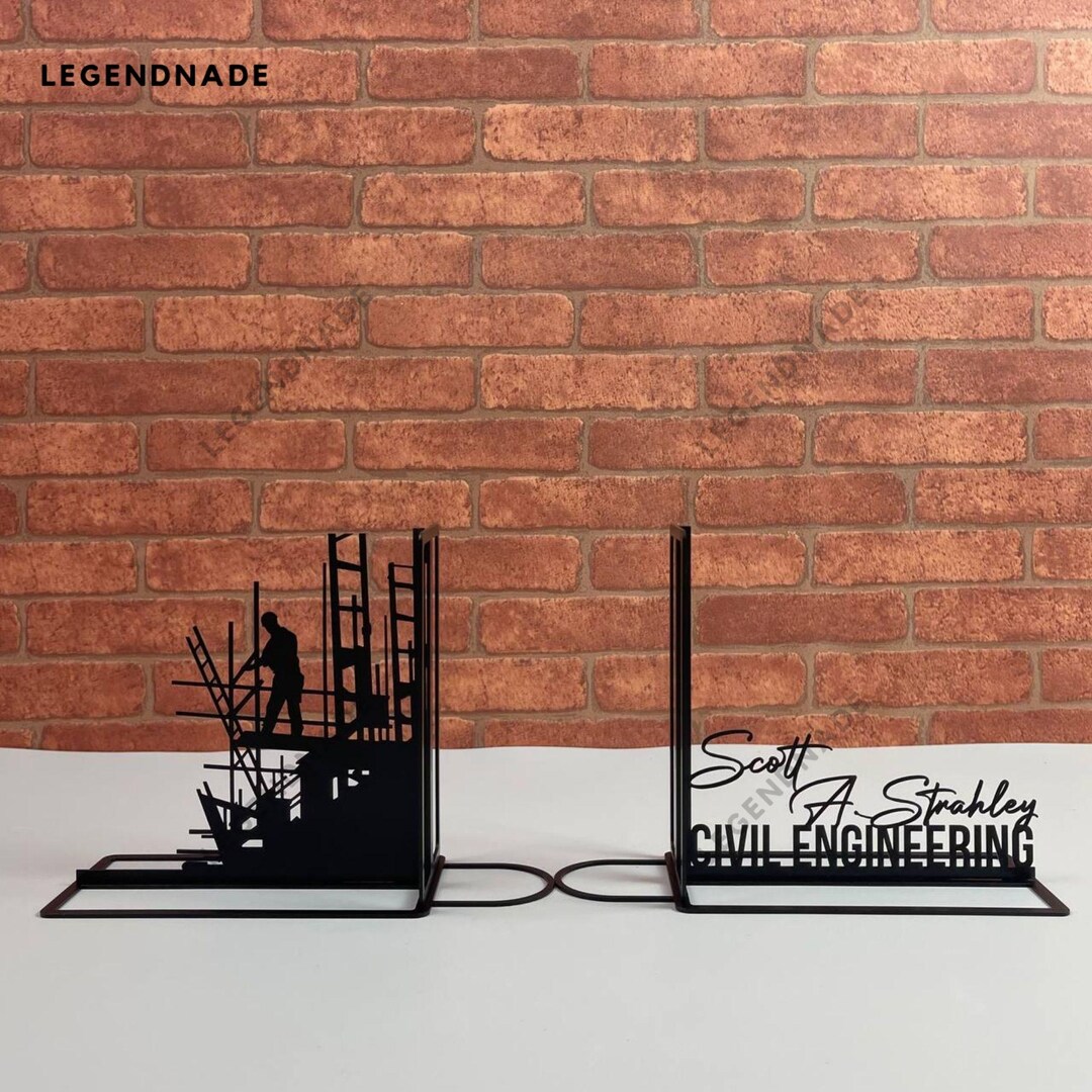 Personalized Civil Engineer Metal Bookend, Engineer Metal Bookends ...