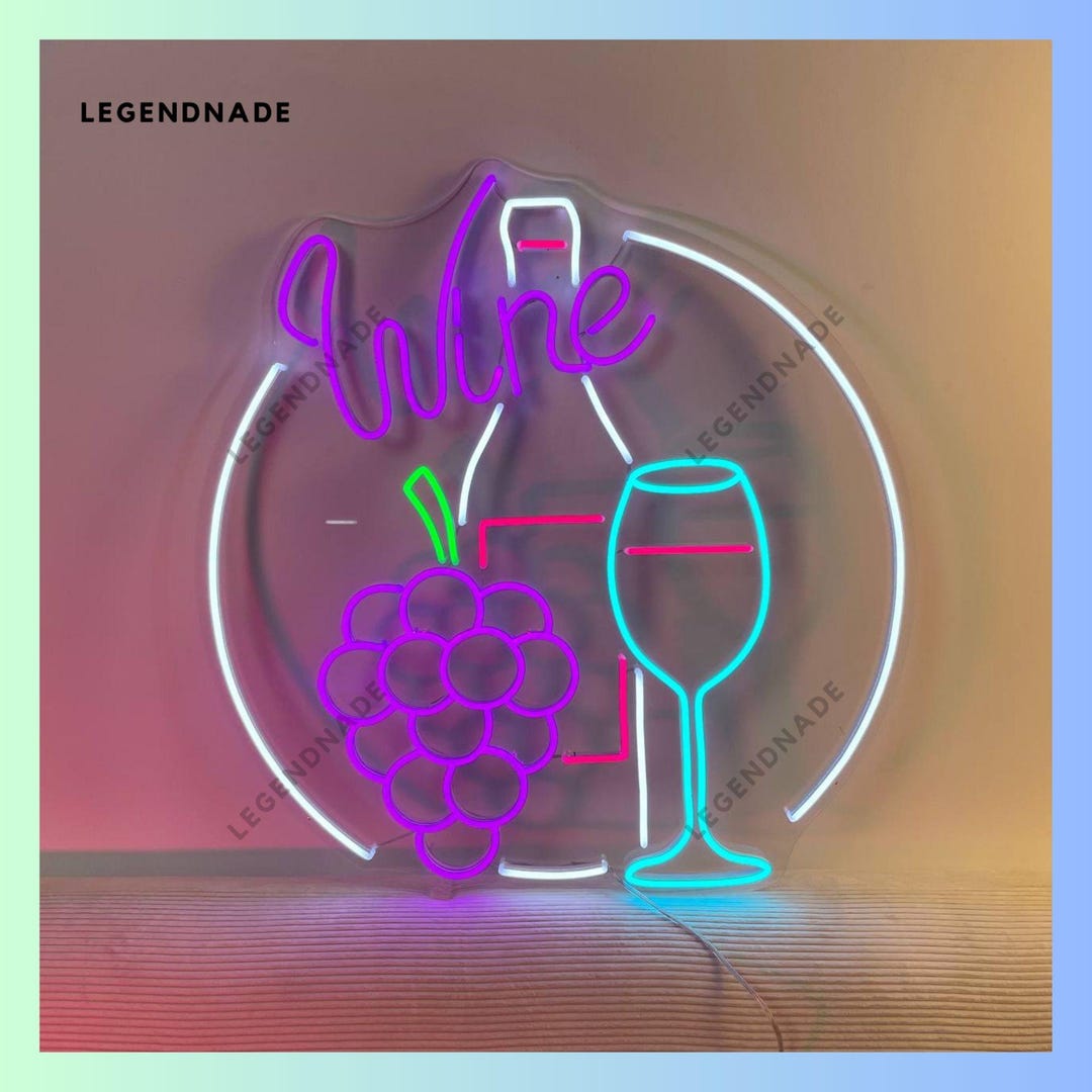 Grape Wine Neon Sign, Wine Glass Led Sign, Champagne Bottle Led Light ...