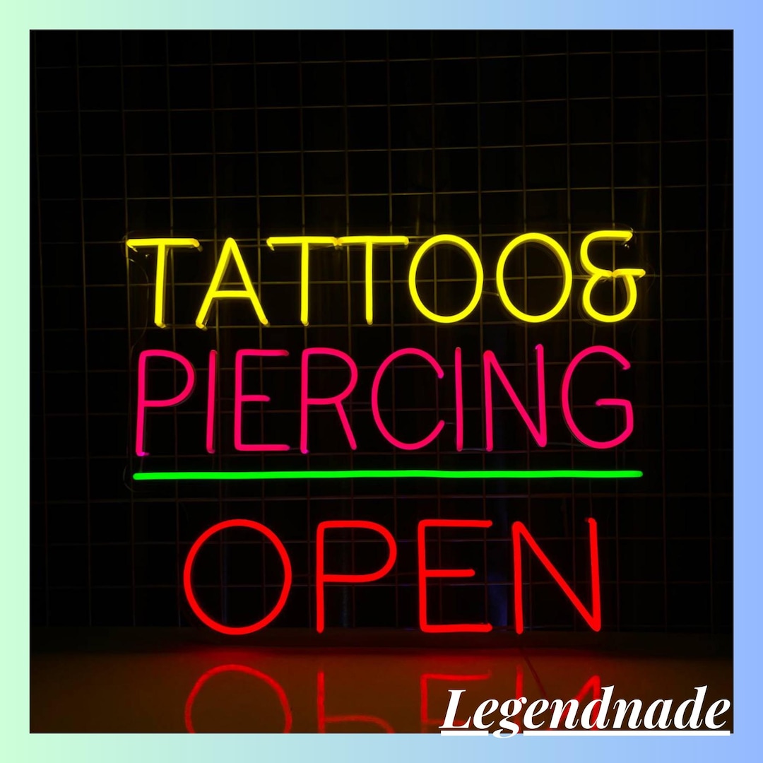 Tattoo Piercing Open Neon Sign, Tattoo Led Sign, Body Piercing Led ...