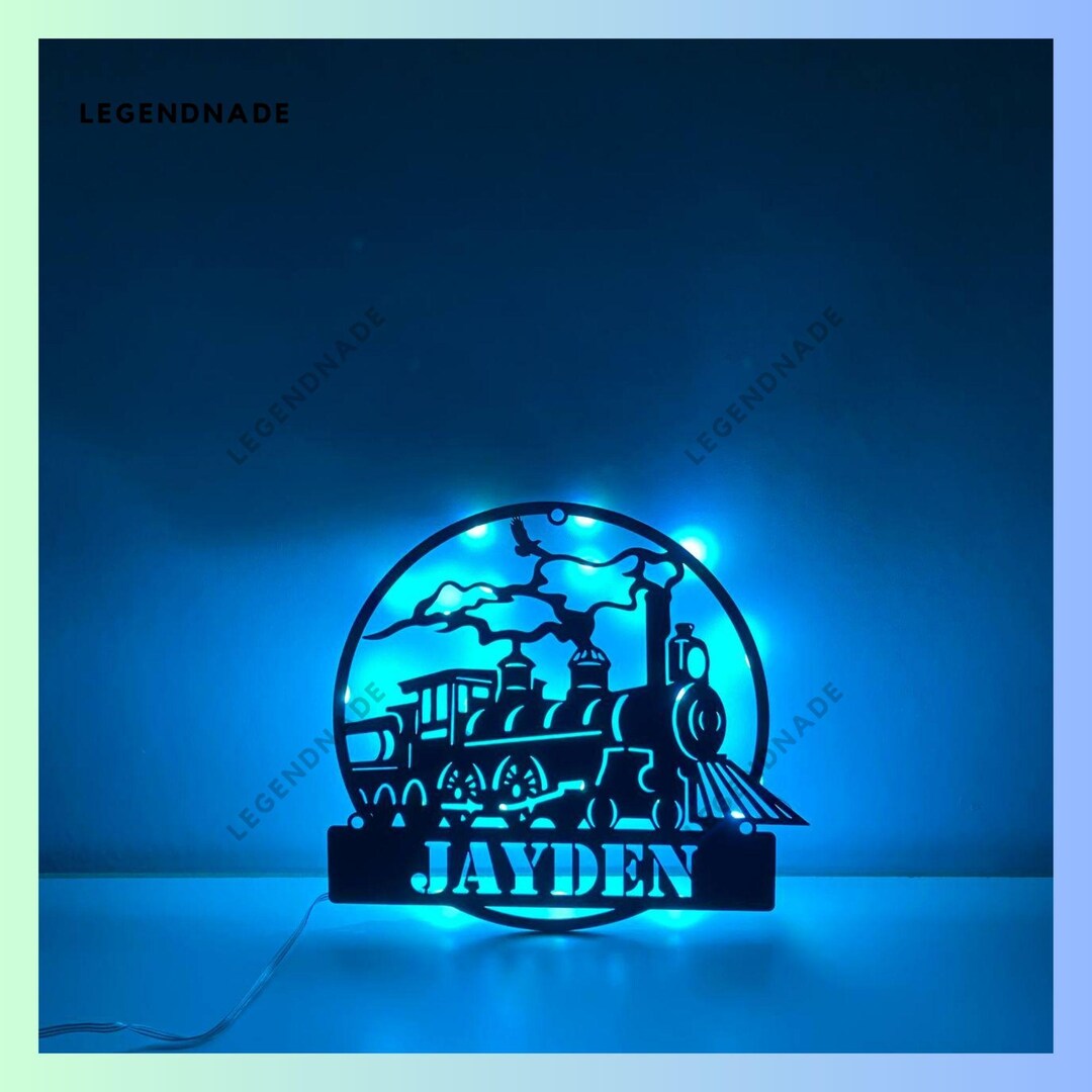 Personalized Steam Engine Train Metal Sign, Steam Train Metal Light ...