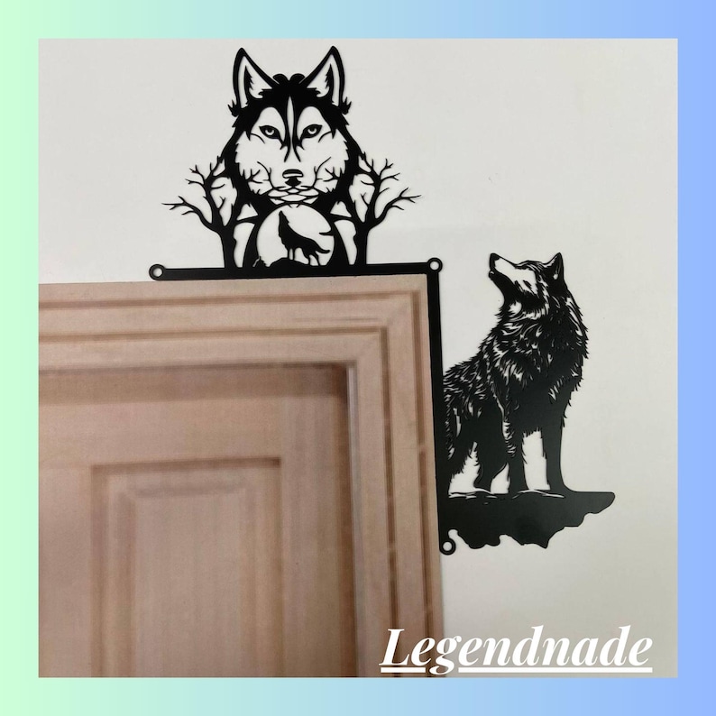 Personalized Wolf Door Corner Metal Sign, Wolf Metal Door Topper, Wolf ...