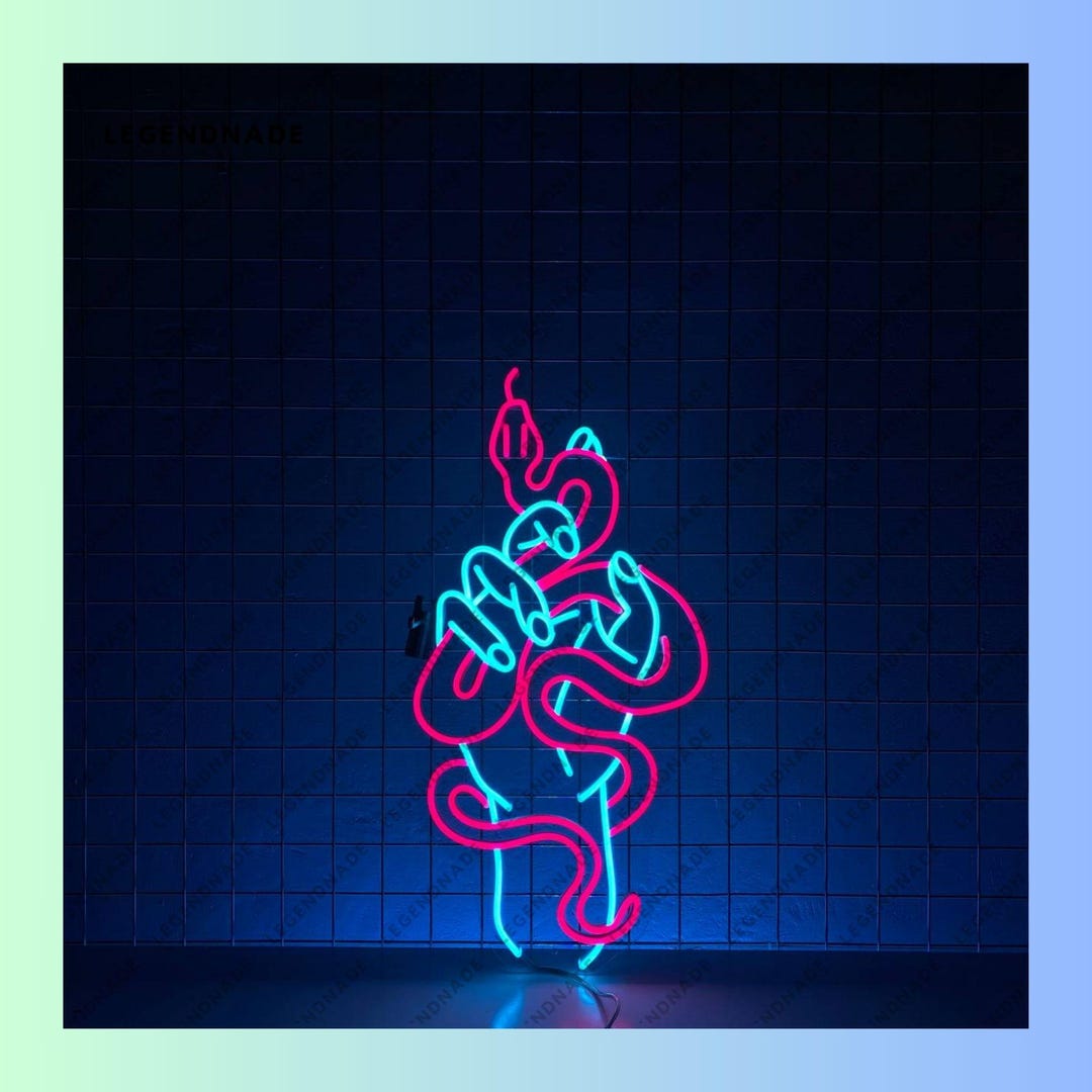 Snake Wrapping Hand Neon Sign, Hand Holding Snake Led Sign, Snake Hand ...