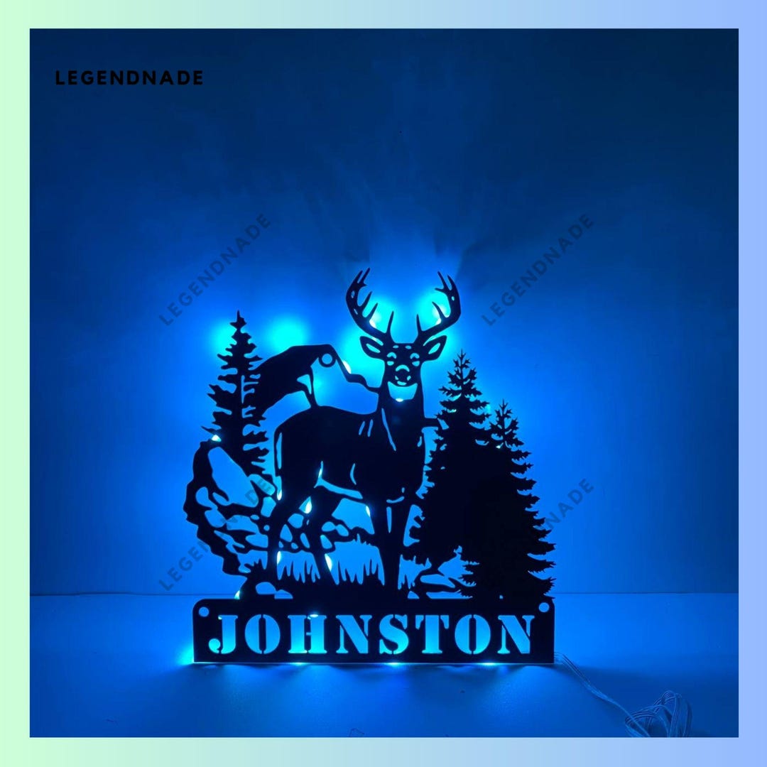 Personalized Deer Hunting Metal Sign, Deer Hunter Metal Light, Deer Led ...