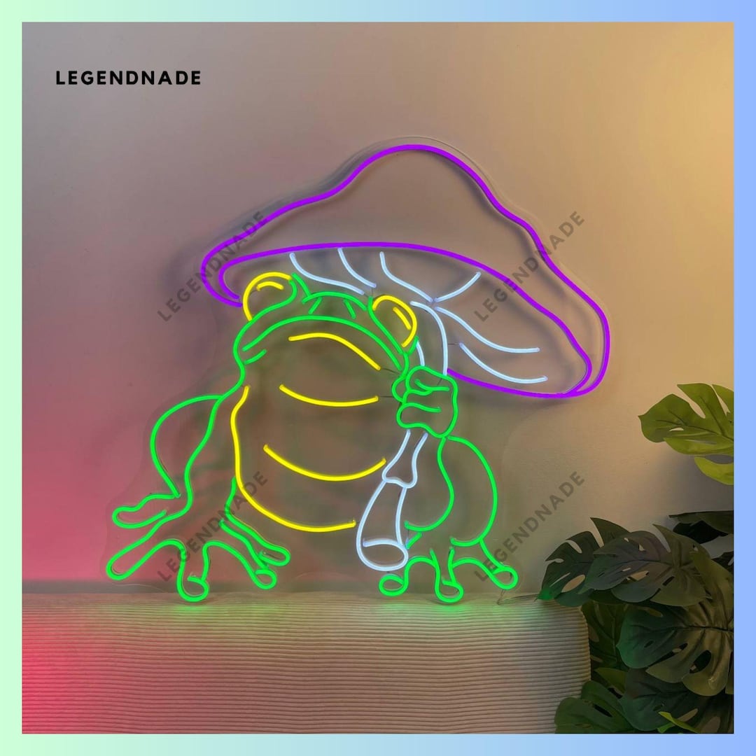 Frog Mushroom Neon Sign, Mushroom Frog Led Sign, Frog Animal Led Light ...