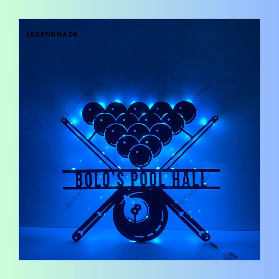 Personalized Billiard Metal Sign, Billiard Metal Light, 8 Ball Billiard ...