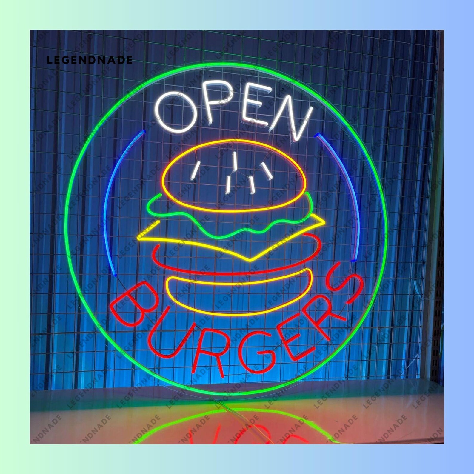 Burger Neon Sign, Burger Food Led Sign, Burger Store Led Light, Burger ...