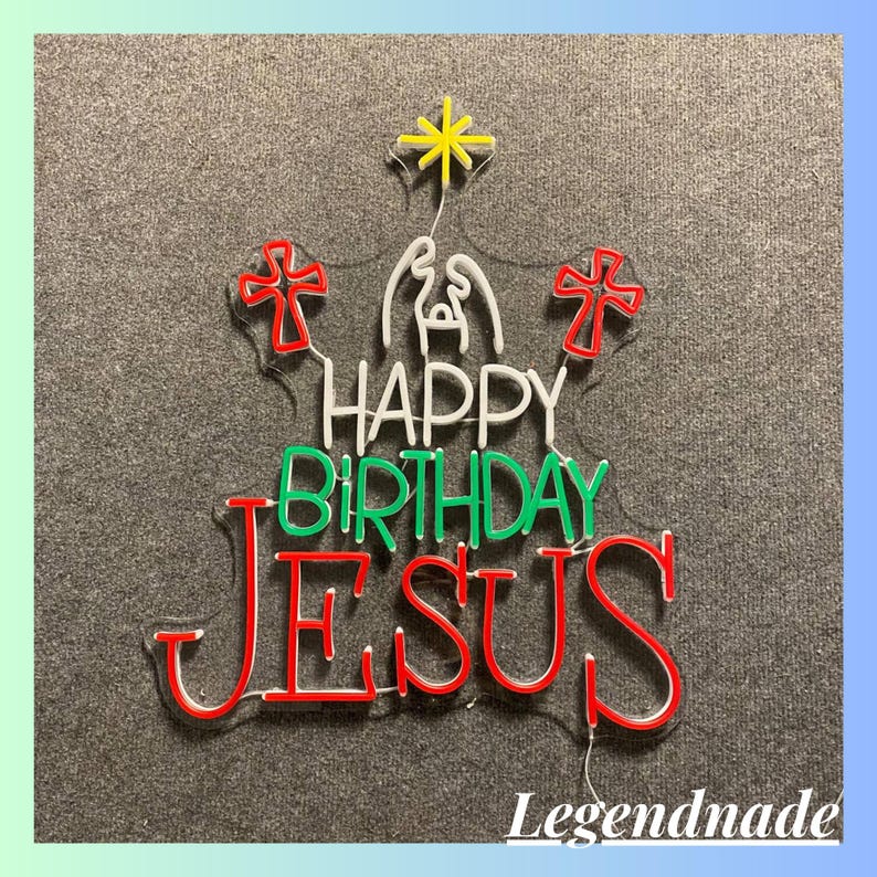 Happy Birthday Jesus Neon Sign Neon Sign, Merry Christmas Led Sign ...