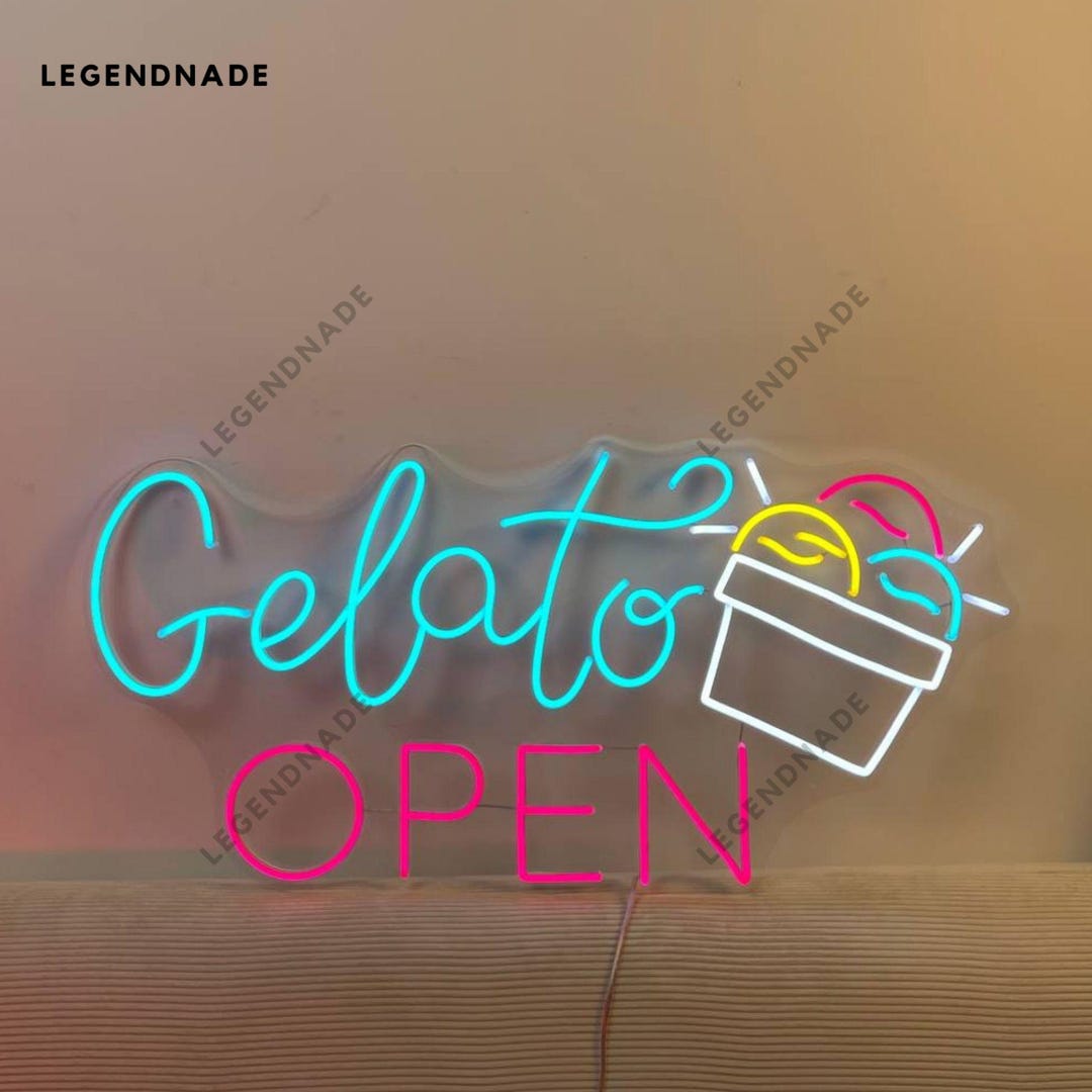 Gelato Open Neon Sign, Gelato Ice Cream Led Sign, Ice Cream Led Light ...