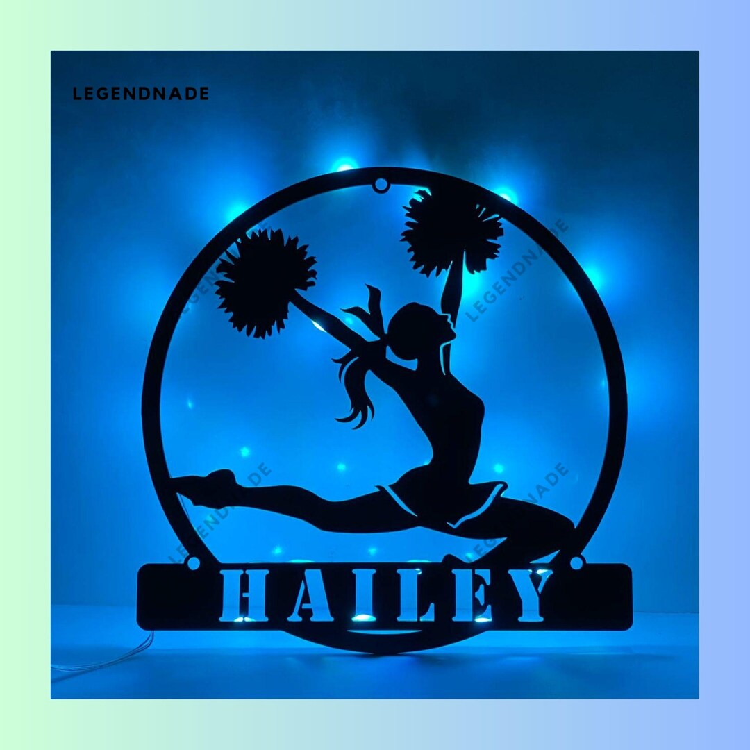 Personalized Cheerleading Metal Sign, Cheerleader Led Sign, Sport Metal ...