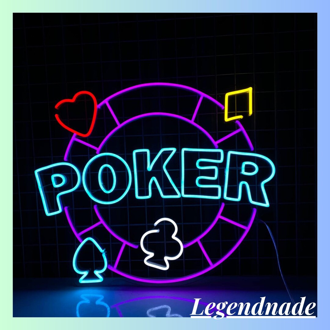 Poker Cards Neon Sign, Poker Led Sign, Casino Led Light, Open Casino ...