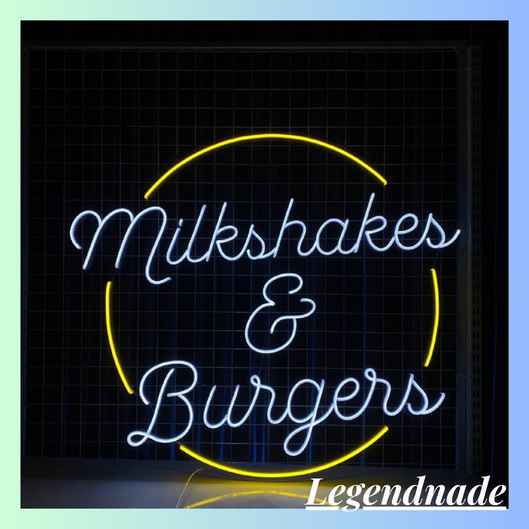 Milkshake and Burgers Neon Sign, Hamburger Led Sign, Burger Store Led ...