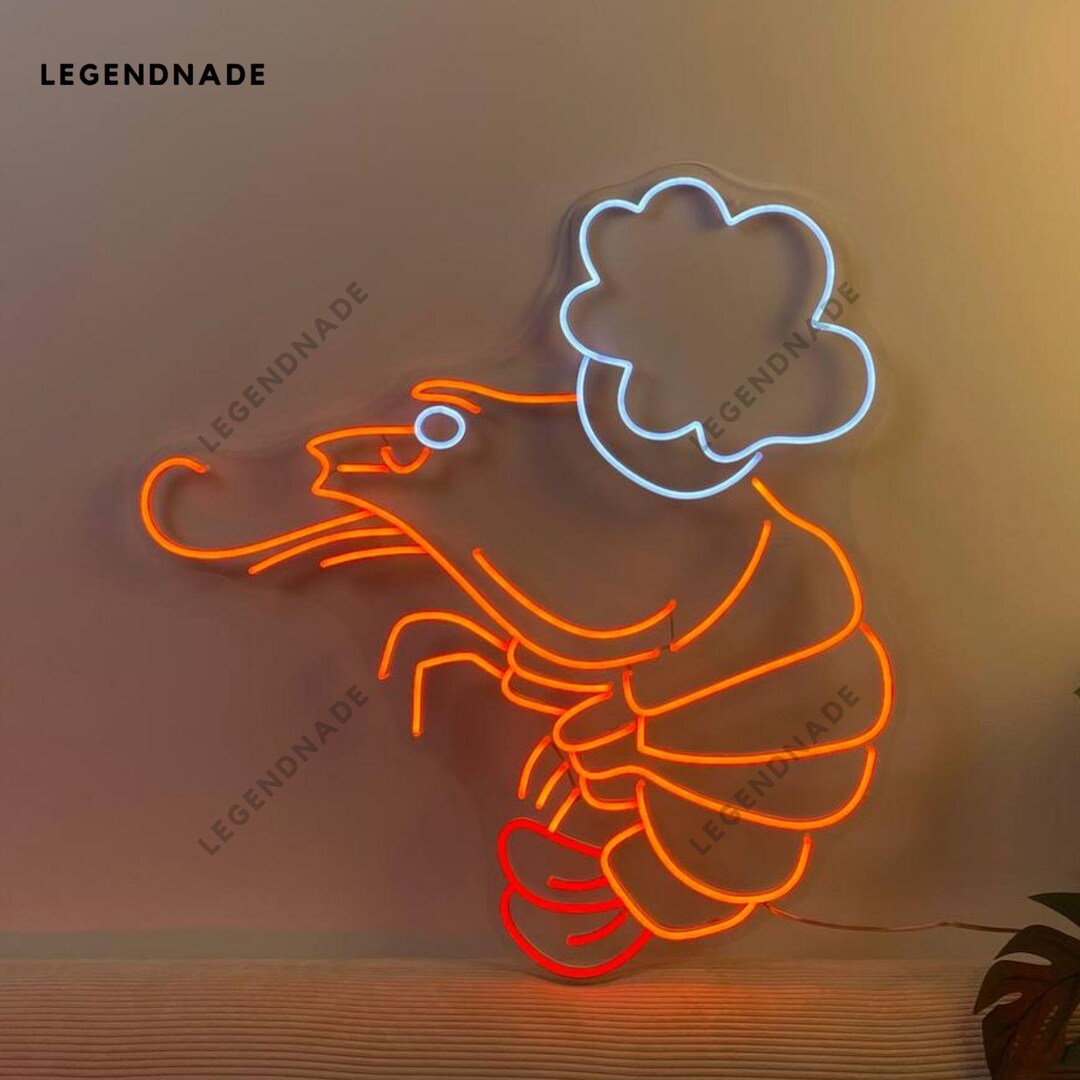 Shrimp Chef Neon Sign, Shrimp Led Sign, Sea Animal Led Light, Sea Food ...
