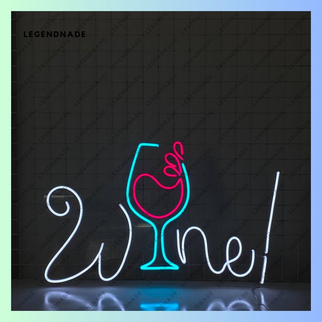 Wine Neon Sign, Wine Glass Led Sign, Champagne Glass Led Light, Wine ...