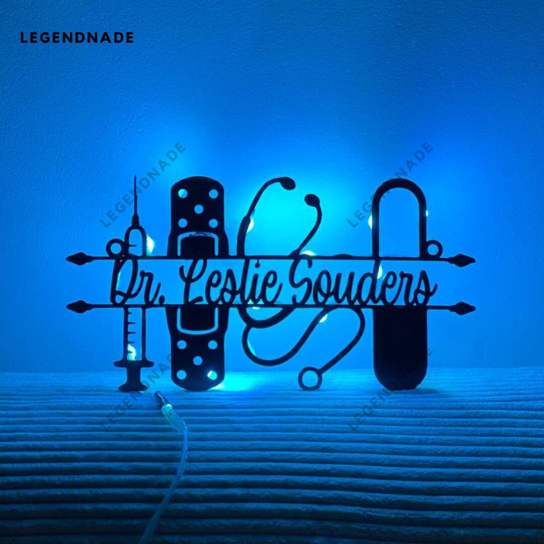 Personalized Doctor Metal Sign, Medical Instruments Metal Light, Doctor ...