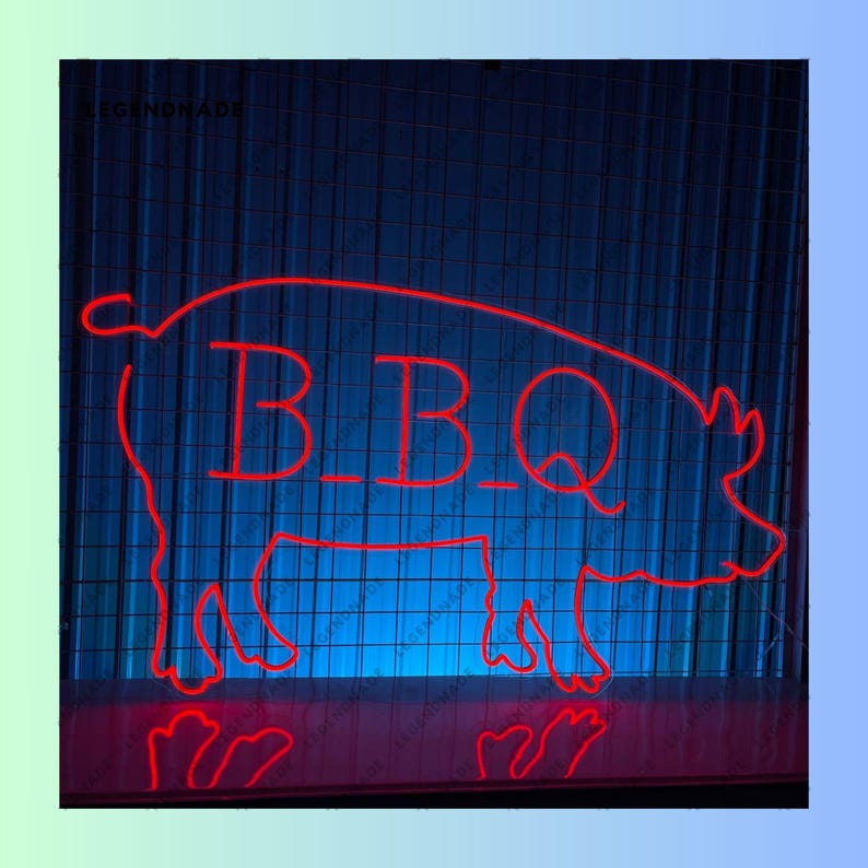 BBQ Pig Neon Sign, BBQ Led Sign, Barbecue Restaurant Led Light, BBQ ...