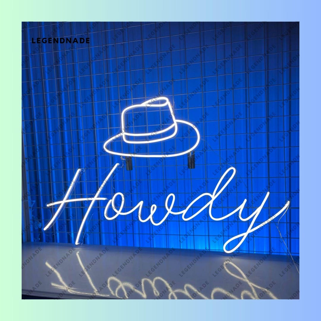 Howdy Neon Sign, Custom Quote Led Sign, Cowboy Hat Led Light, Western ...