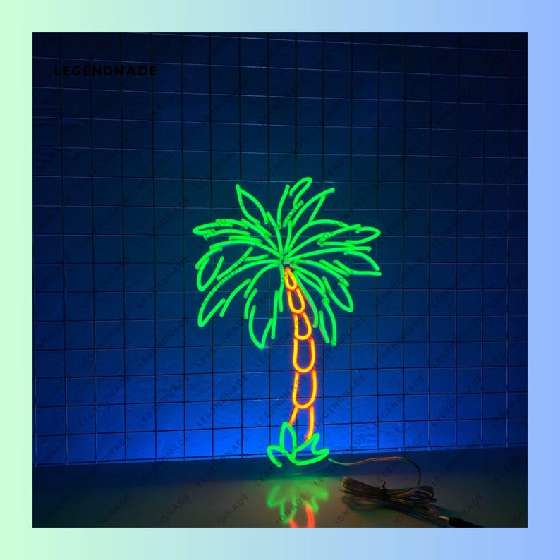 Palm Tree Neon Sign, Palm Tree Led Sign, Palm Tree Beach Led Light ...
