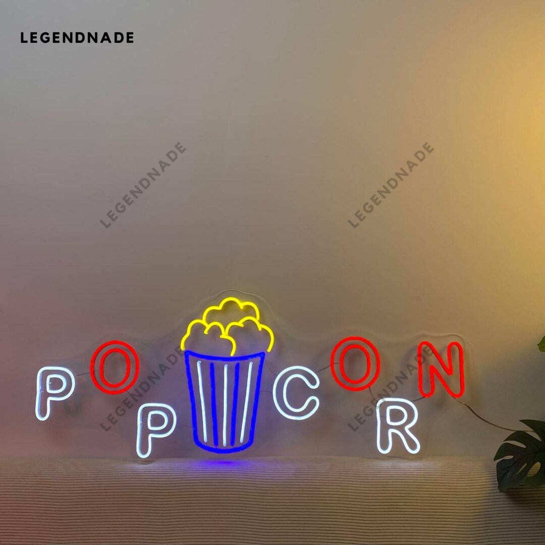 Popcorn Neon Sign, Popcorn Led Sign, Cinema Room Led Light, Popcorn ...