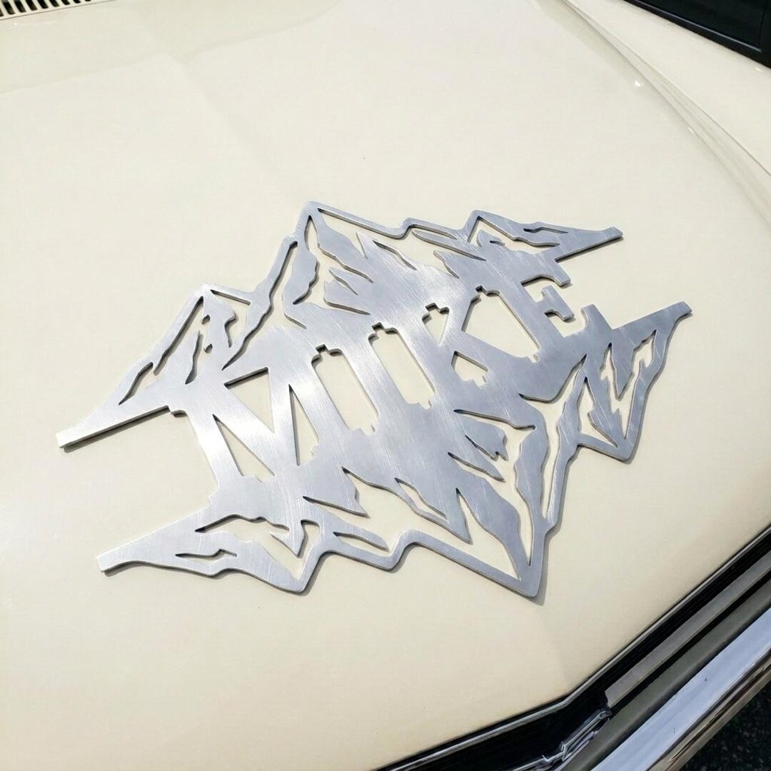 Mountain Metal Car Emblem, Custom Name Badge, Personalized Steel Hood ...