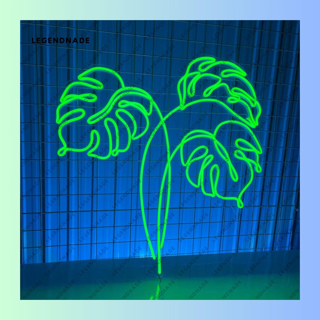Monstera Leaf Neon Sign, Tropical Leaf Led Sign, Monstera Leaf Led ...