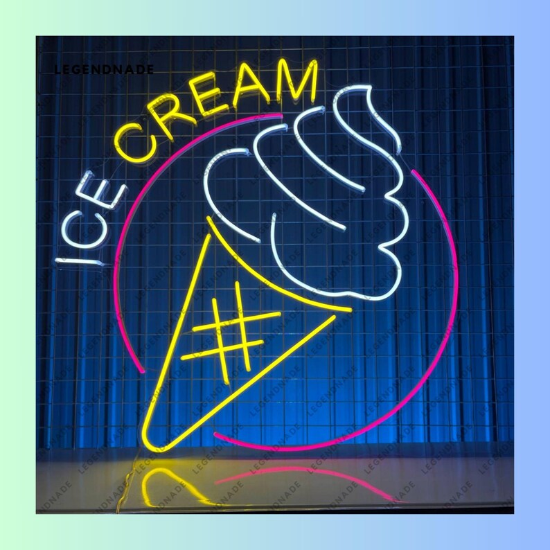 Ice Cream Neon Sign, Ice Cream Cone Led Sign, Ice Cream Cone Led Light ...