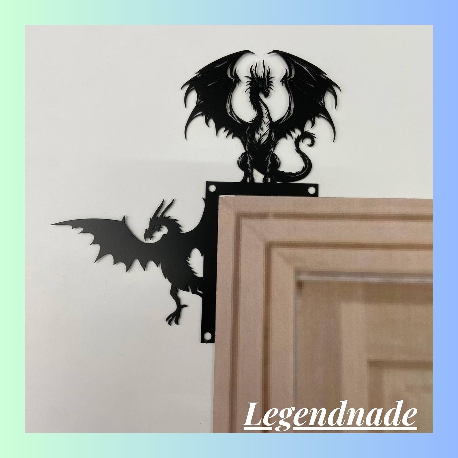 Personalized Dragon Door Corner Metal Sign, Dragon Metal Door Topper ...