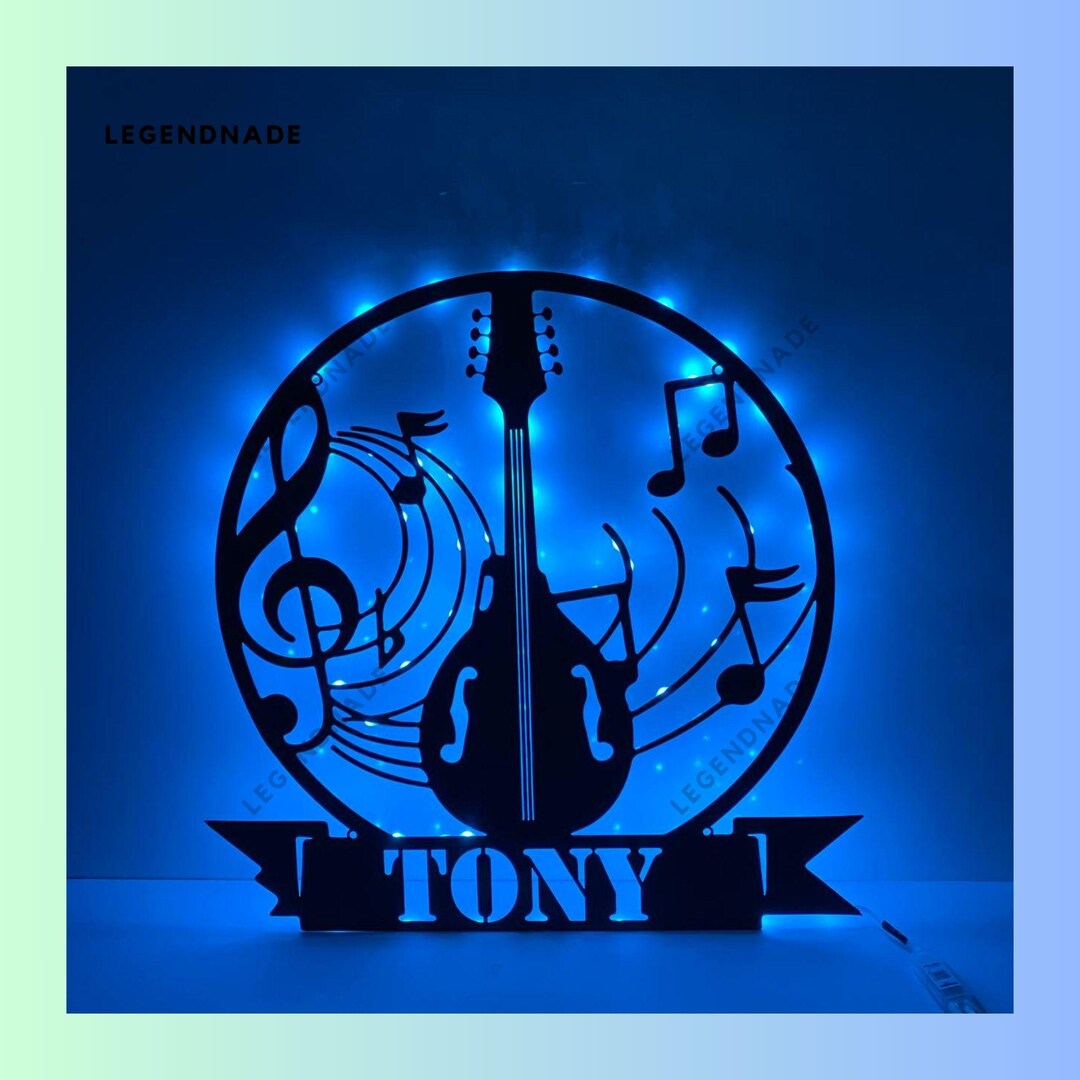 Personalized Mandolin Metal Sign, Mandolin Music Metal Light, Musical ...