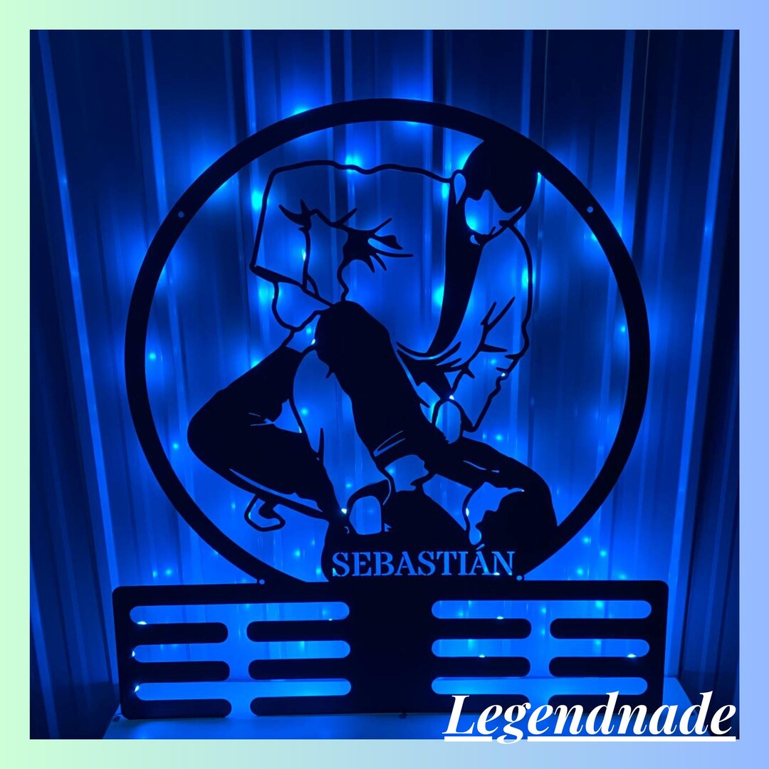 Personalized Jiu Jitsu Medal Hanger Wall Art Led Light, Brazilian Jiu ...