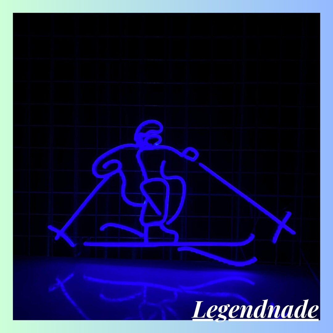 Snow Skiing Neon Sign, Skiing Led Sign, Skiing Led Light, Skier Neon ...