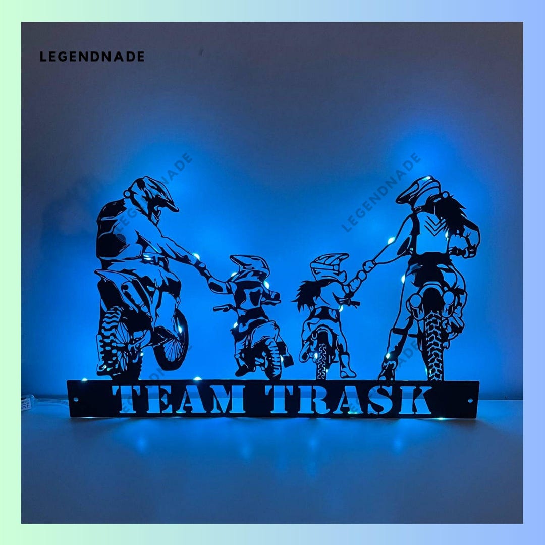 Personalized Family Motocross Metal Sign, Family Holding Hand Metal ...
