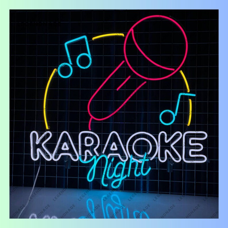 Karaoke Night Neon Sign, Microphone Led Sign, Music Led Light, Karaoke ...