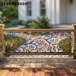 Tree Branch Metal Railings, Nature Privacy Panel Decor, Leaf Balcony ...