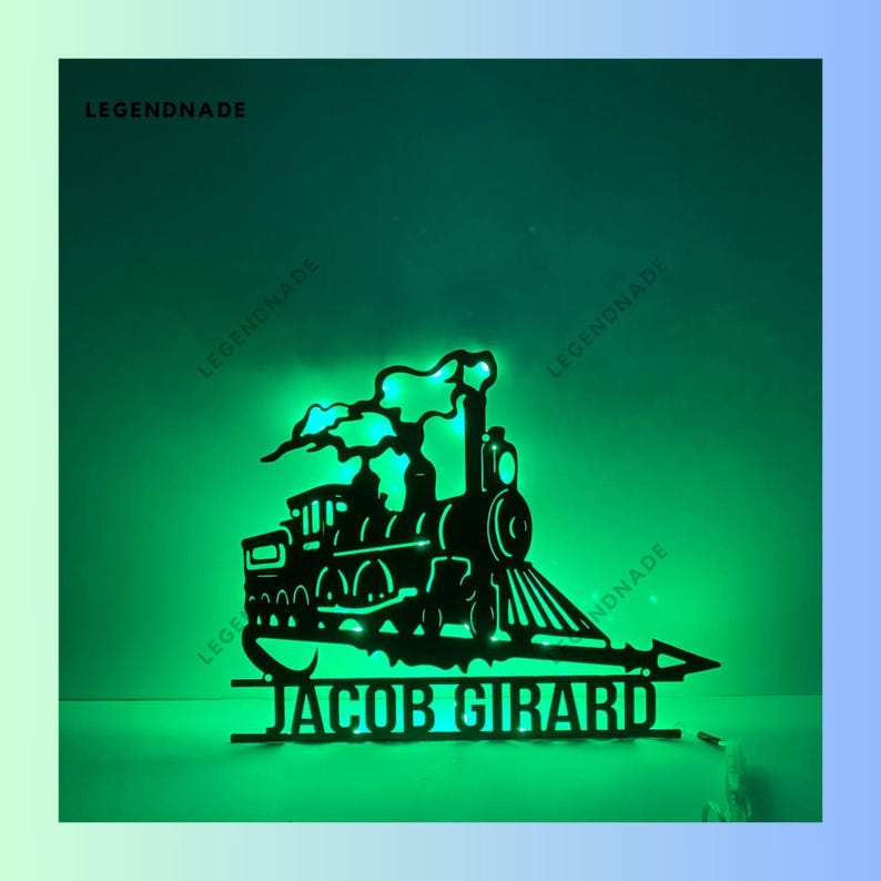 Personalized Steam Engine Train Metal Sign, Steam Train Metal Light ...