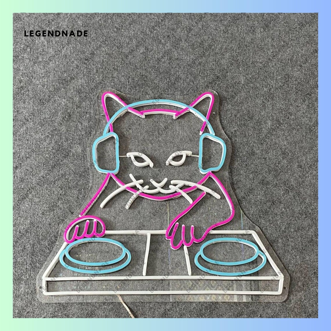 Cat DJ Neon Sign, Cat Disc Jockey Led Sign, Cat DJ Player Led Light ...