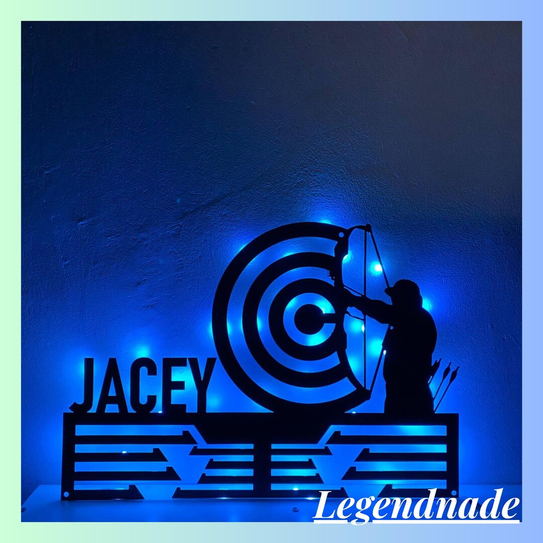 Personalized Archery Medal Hanger Wall Art Led Light, Archery Player ...