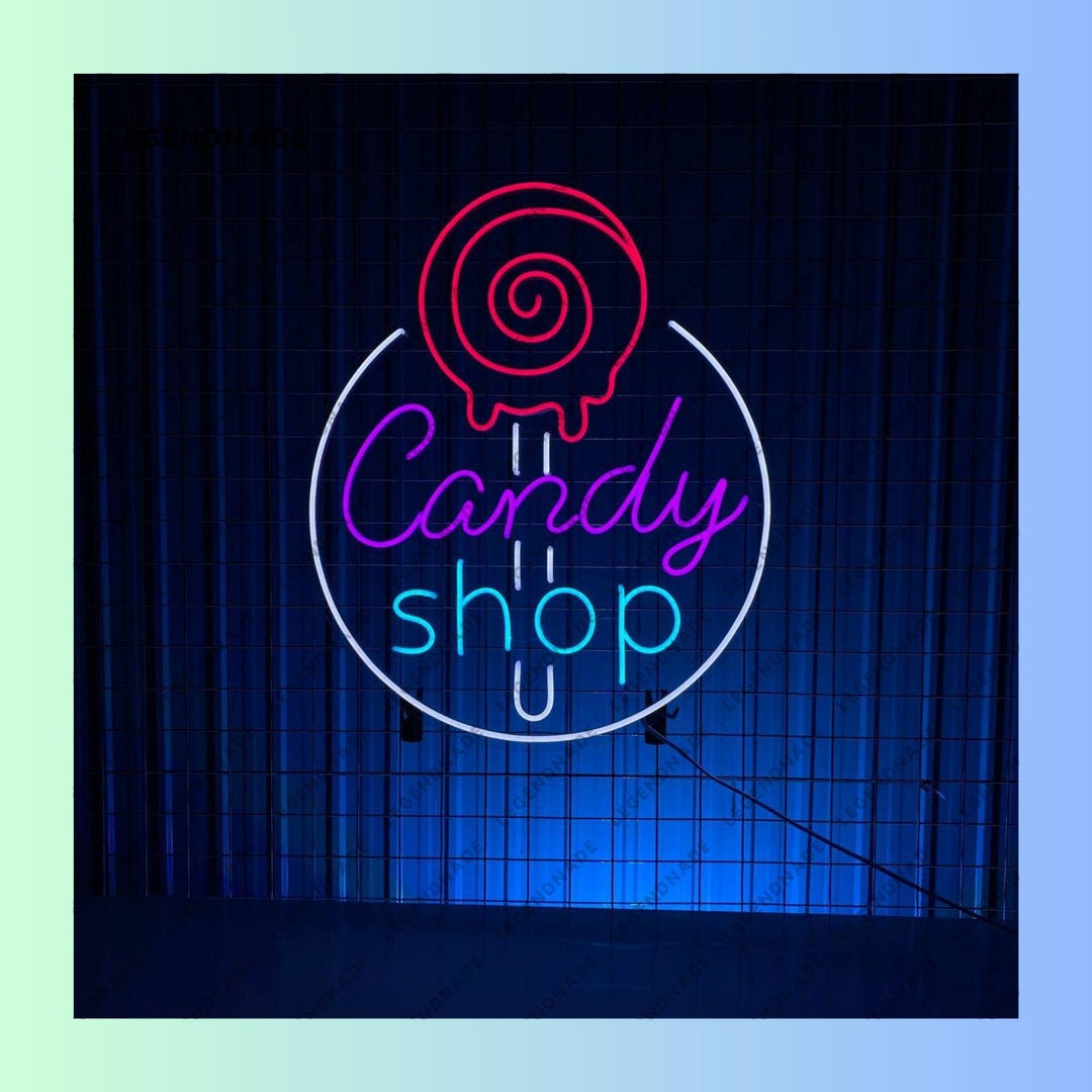 Candy Shop Neon Sign, Candy Led Sign, Candy Stick Led Light, Lollipop ...