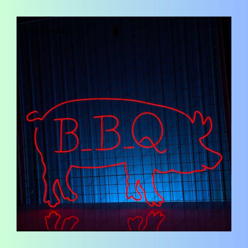 BBQ Pig Neon Sign, BBQ Led Sign, Barbecue Restaurant Led Light, BBQ ...