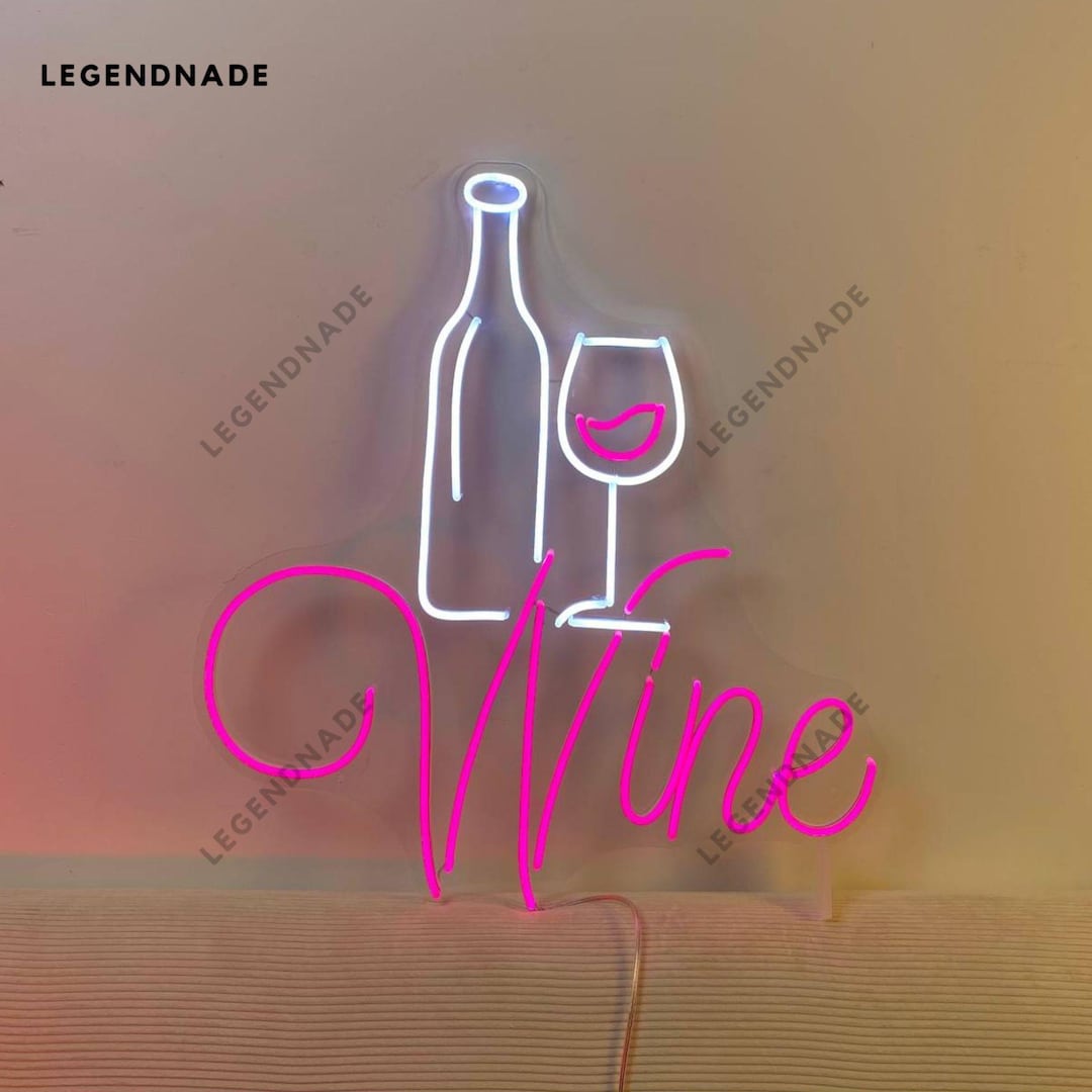 Wine Neon Sign, Wine Glass Led Sign, Champagne Bottle Led Light, Wine ...