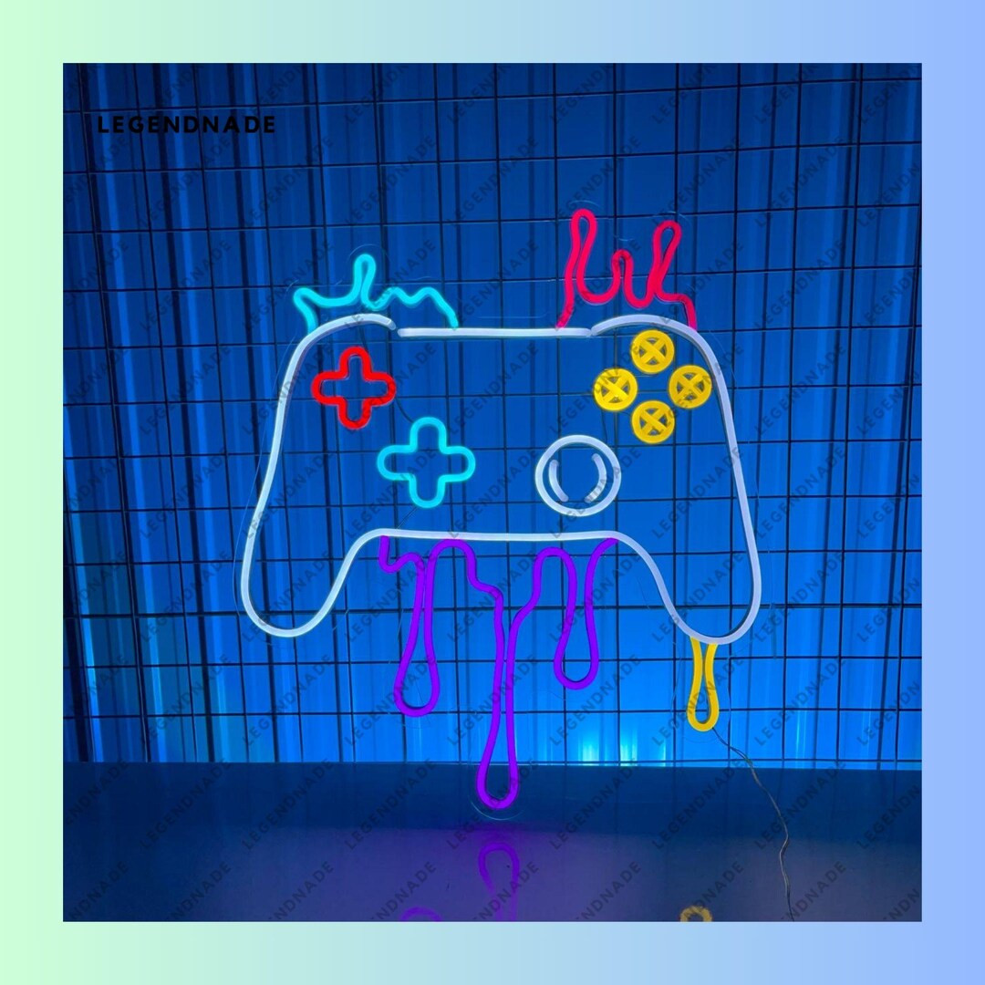 Gamepad Dripping Neon Sign, Game Controller Led Sign, Gaming Room Led ...