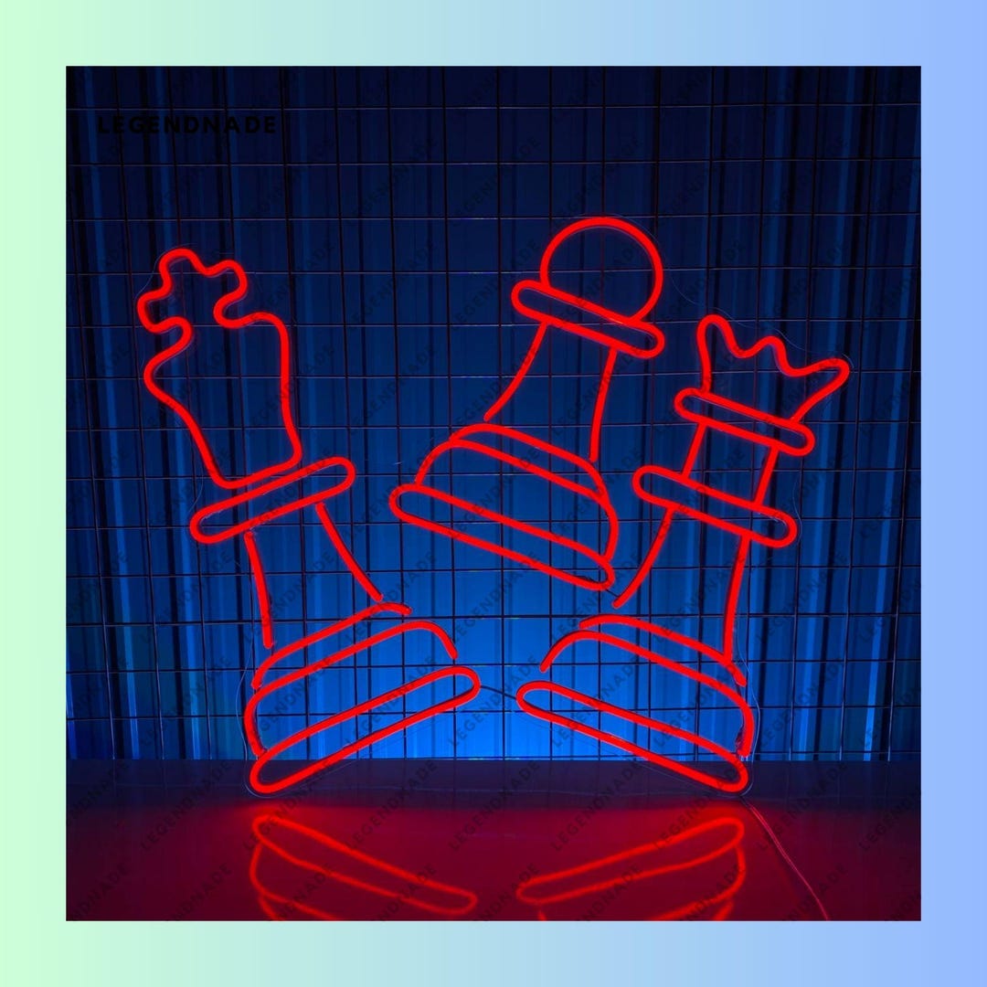 Chess Neon Sign, Chess Set Led Sign, Playing Chess Led Light, Chess ...