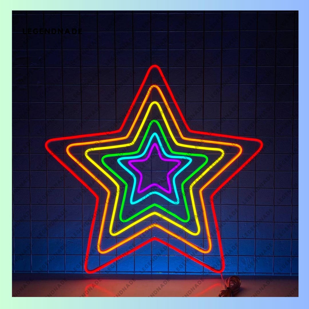 Rainbow Star Neon Sign, Colorful Star Led Sign, Star Rainbow Led Light ...