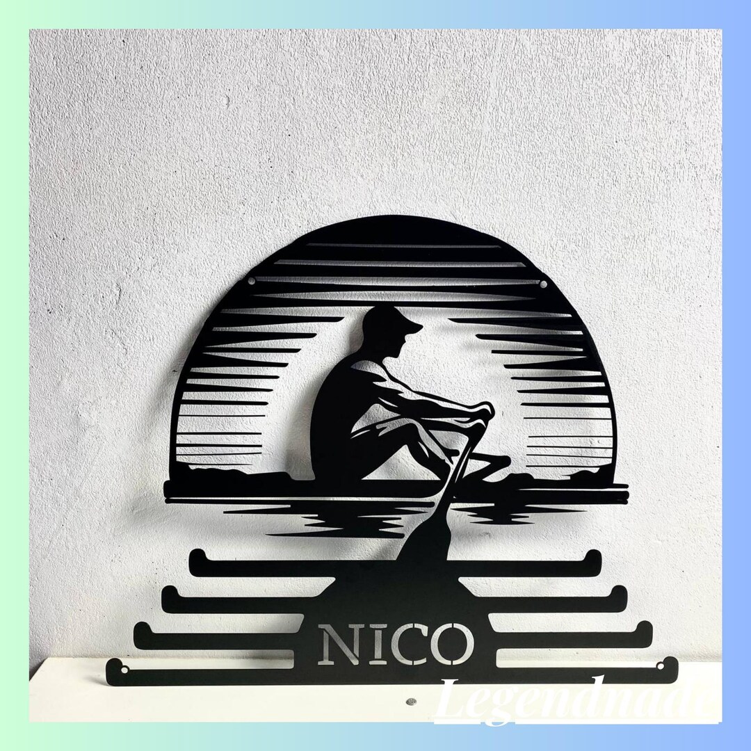 Personalized Rowing Medal Hanger Wall Art Led Light, Rowing Boat Player ...