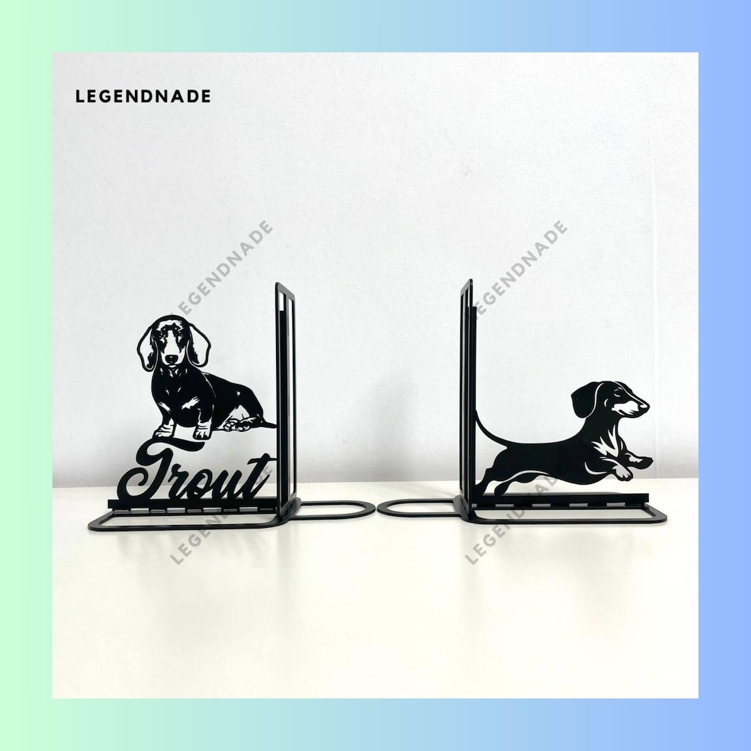Personalized Dachshund Dog Metal Bookend Dachshund Bookends, Dog ...