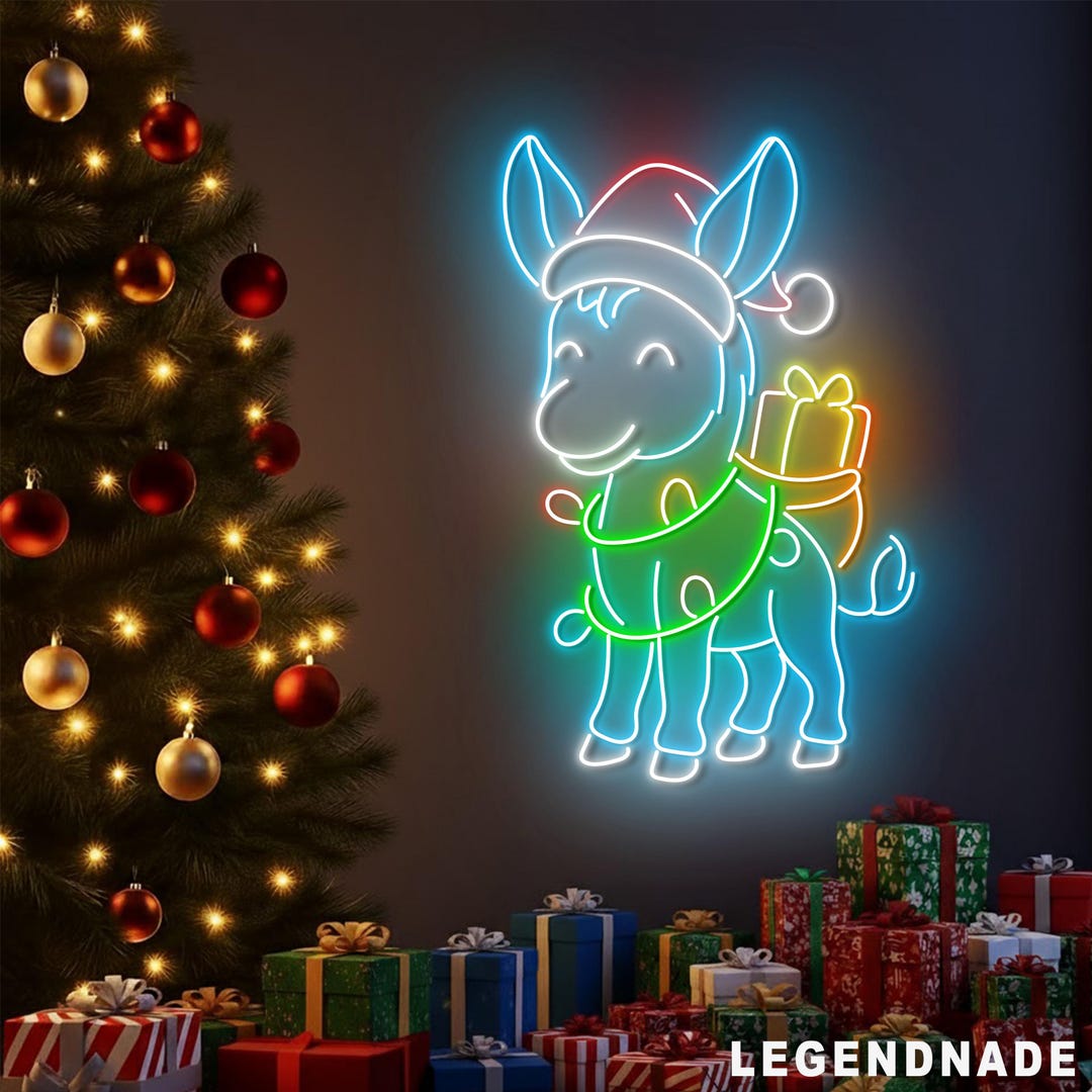 Christmas Donkey Neon Sign for Holiday Wall Decor, Donkey Led Light ...