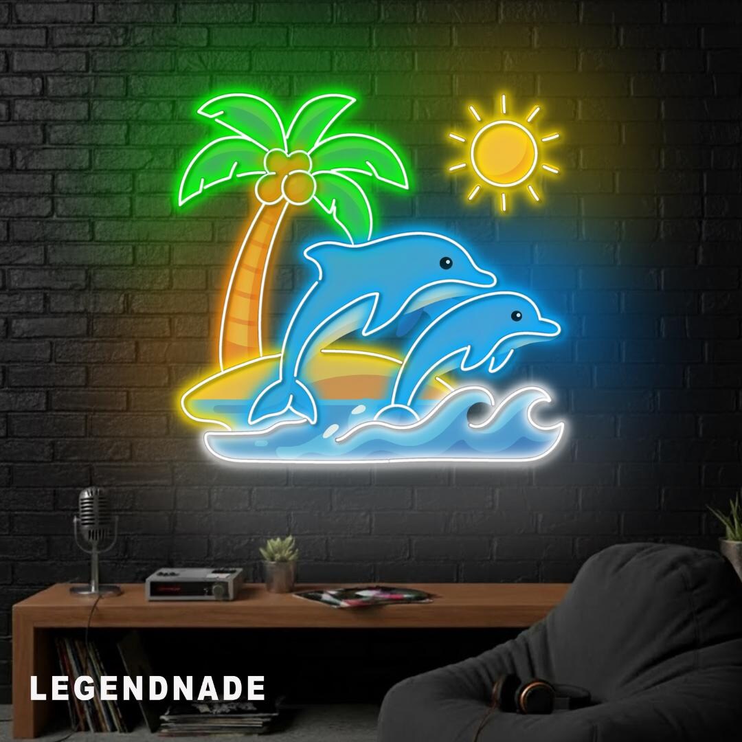 Dolphin Neon Sign for Living Room Wall Decor, Ocean Beach Led Light ...